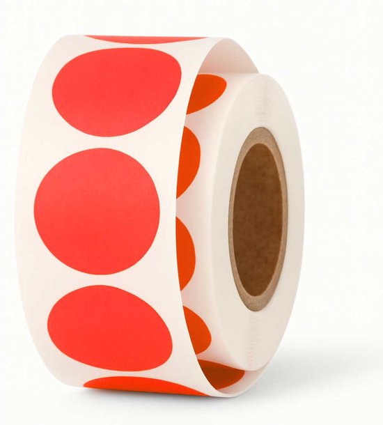 1000x Etiketten Rond Rode Stickers 25 mm op Rol - Label Blanco Stickers ...