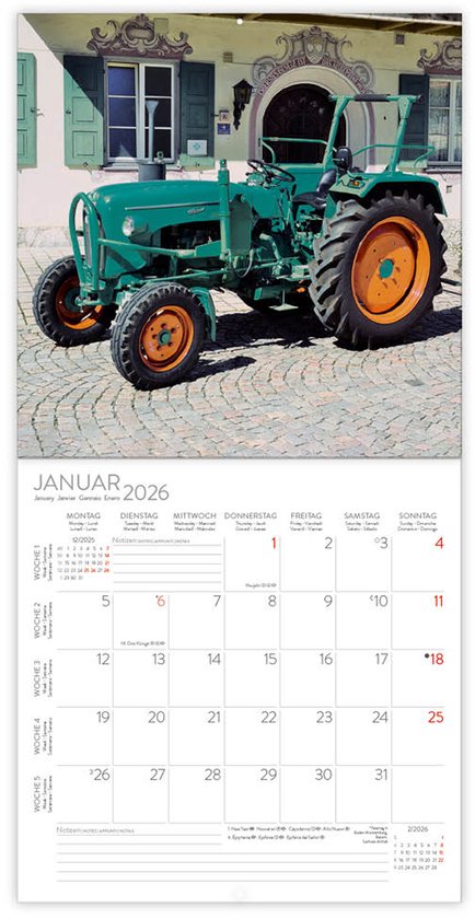 Korsch Verlag Tractors Kalender 2026 - Wandkalender met foto's | bol