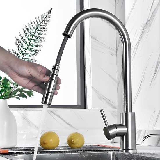 CHIWIN Keukenkraan met Uittrekbare Uitloop - Keukenkraan met Flexibele Slang -... | bol