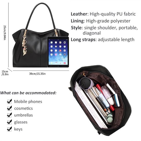 Pahajim Dames Handtas PU Leren Shopper Schoudertas Elegante Crossbody ...