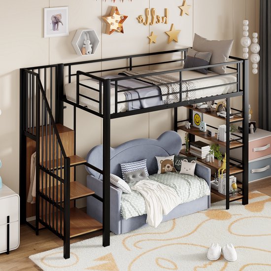 Sweiko Hoogslaper - 90 x 200 cm - Open kledingkast - Opbergrek - Zwart ...