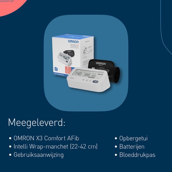 OMRON X3 COMFORT-Klinisch gevalideerde bloeddrukmeter bovenarm - AFib ...