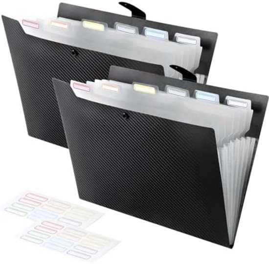 Waaiermap A4 met 7 Vakken, 2 Stuks Documentenmap, Snelhechter, Plastic ...