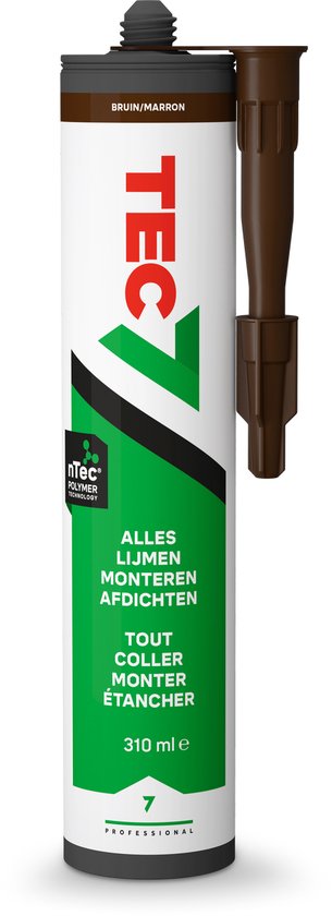 Tec7 - Lijm, verzegel en monteer alles - Tec7 - 310 ml koker Bruin | bol