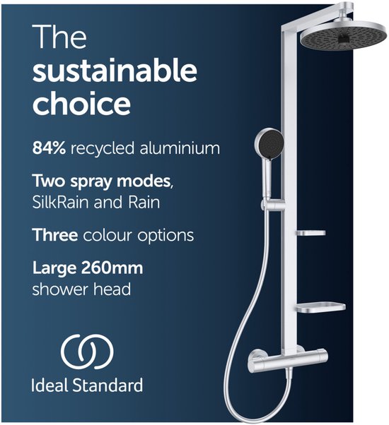 Ideal Standard ALU+ - Doucheset met thermostaat, diameter 26 cm, 2 jets ...