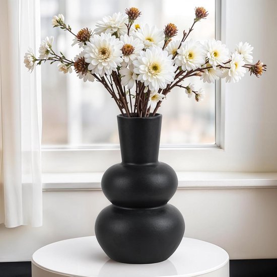 Inovra Plus - Kleine zwarte keramische vaas voor bloemen - Elegante ...