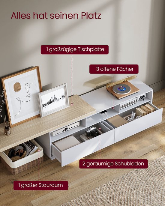 L -vormige tv -kast - verstelbare media -standaard - Entertainment ...