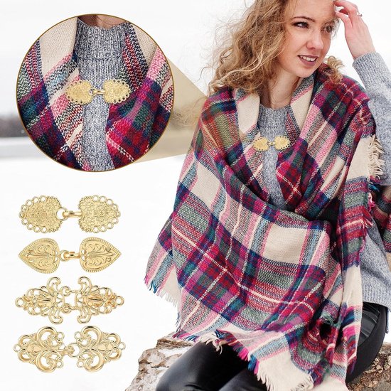 Allecto Plus - Set van 4 retro pullover sjaal clips voor vrouwen en ...