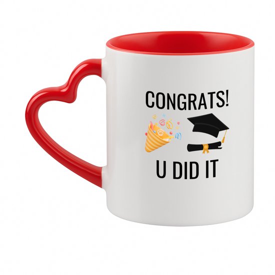 Hacebo® - congrats you did it koffiebeker met hart oor rood - Geslaagd ...