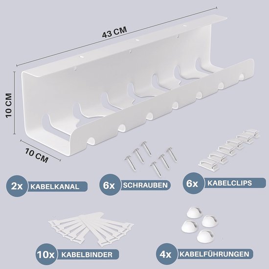 Kabelgoot Bureau (Set van 2) - Wit Staal - Kabelmanagement - 5 kg Max ...