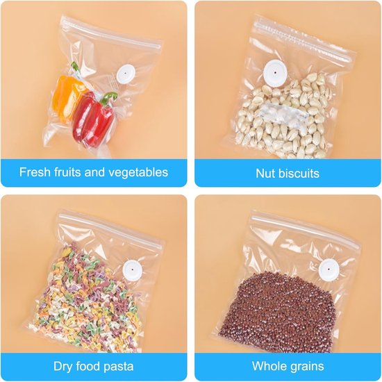 Chstarina Vacumeerzakken Set van 3, Herbruikbaar, Luchtdicht met Clips ...