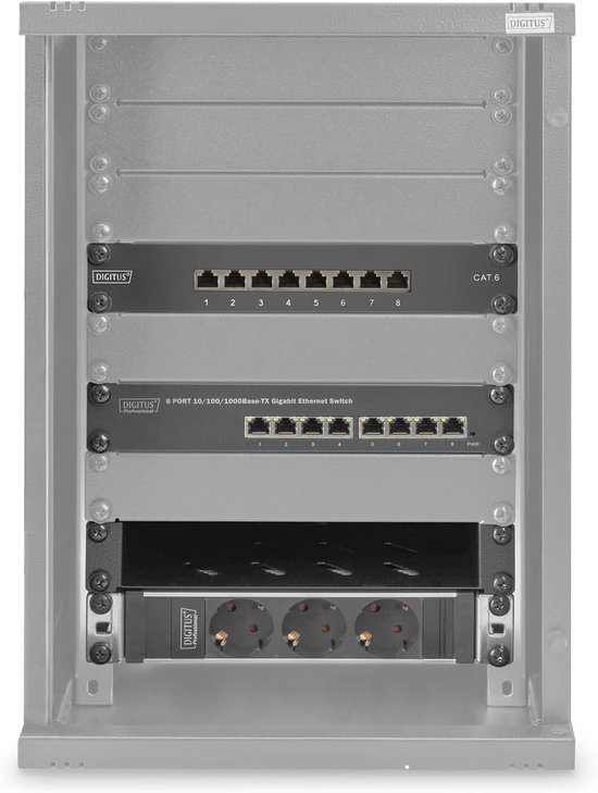 Digitus 10-inch Netwerkkast 9u Zwart Set met Switch & Patch Panel | bol