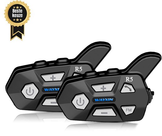 WAYXIN - Draadloze Motorhelm Headset R5 - Bluetooth Headset met ...