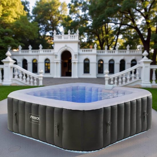 Jacuzzi Opblaasbaar 6 Persoons – Vierkant – LED Verlichting – 130 ...