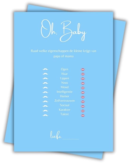 Babyshower Invulkaart 'Oh Baby' - 20 stuks - Babyshower Spelletjes ...