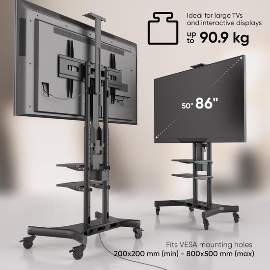Motorized TV Bracket on Wheels for 50" - 86" Screen with TV Lift up to ...