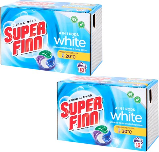 Superfinn 4-in-1 pods White 18 wasbeurten X2 | bol