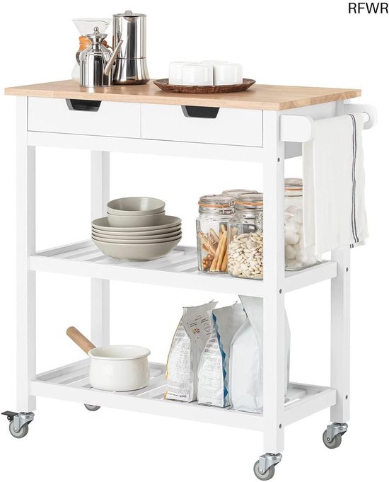 RFWR® Moderne Keukentrolley met 2 Lades en 2 Legborden - Wit | bol