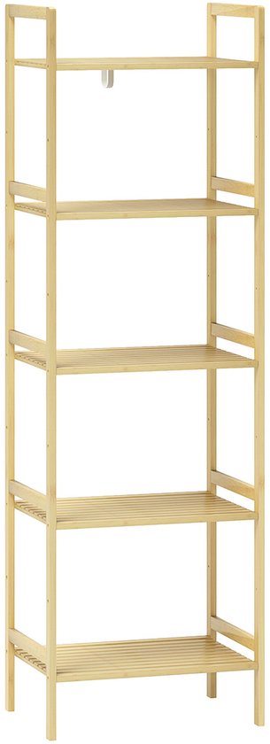 Merax Badkamerrek Bamboe – 5 Verstelbare Planken – Smal Opbergrek ...