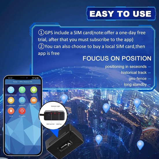 GPS Tracker - Micro GPS Realtime tracking - Micro Locatiezoeker - 167 ...