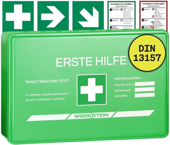 WERKSTEIN EHBO Koffer met Inhoud volgens de nieuwe DIN 13157:2021 ...