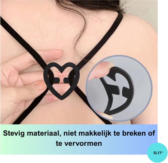 SL17 BH Clips in Hartvorm – Set van 4 stuks - Beige, Transparant, Zwart, Wit | bol