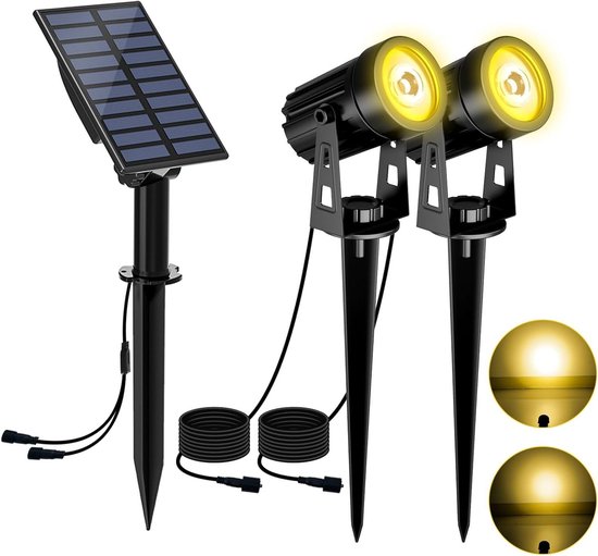 Tuinspot solar 2 stuks - IP65 waterdichte LED zonne lamp met 2 ...