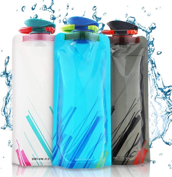 Opvouwbare drinkfles 700 ml - Set van 3 flexibele waterflessen voor ...