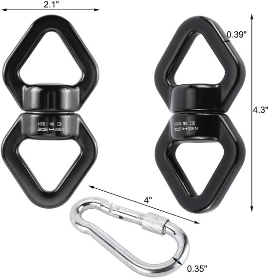 TRANKIELO® – Hoogwaardige Klimhaak met Draaimechanisme en Carabiners ...