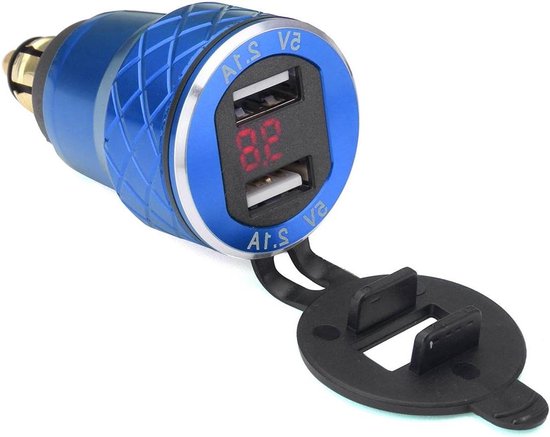 JGS Premium - Voltmeter en Dual USB DIN Socket voor Motorfiets - 12V ...