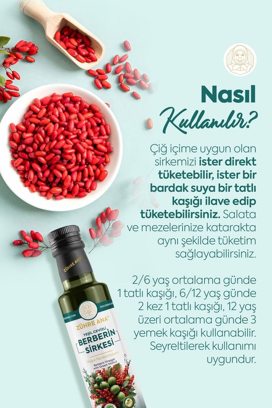 Zühre Ana® - Natuurlijk Gefermenteerde Berberis Azijn met Groene ...