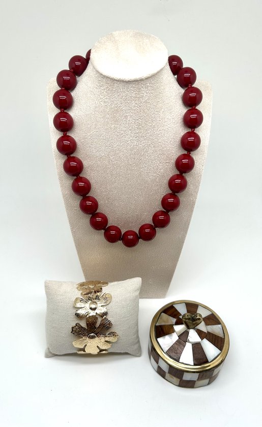 Statement ketting met bruine kralen - statement ketting - statement ...