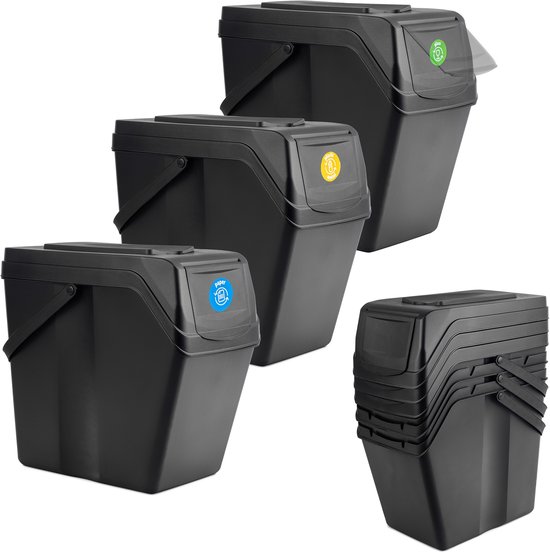 KADAX Afvalemmerset voor afvalscheiding van plastic, afvalcontainer met ...