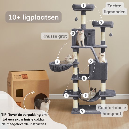 ACAZA Krabpaal - Krabpaal voor Grote Katten - Krabpaal voor Katten ...