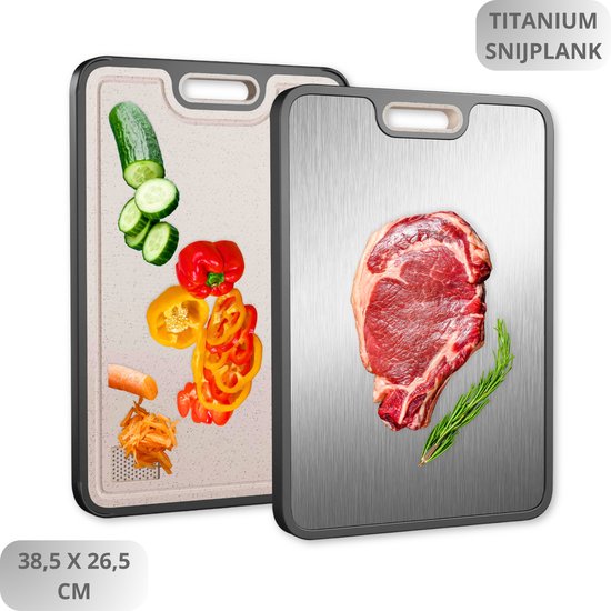 Kaplo® Titanium Snijplank – Dubbelzijdig – Voor Vlees & Groente – 100% ...