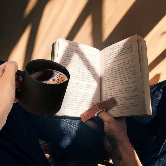 Houten Boek Bladwijzer met 5 Verschillende Siliconen Ringen - Voor ...
