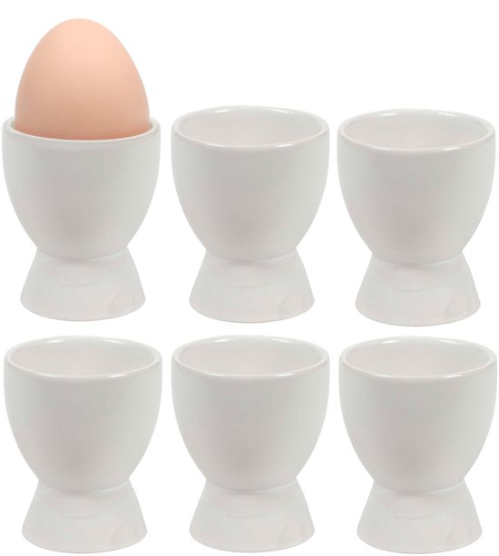 Bellatio Design Eierdopjes Bright White - set van 6x - wit - keramiek ...