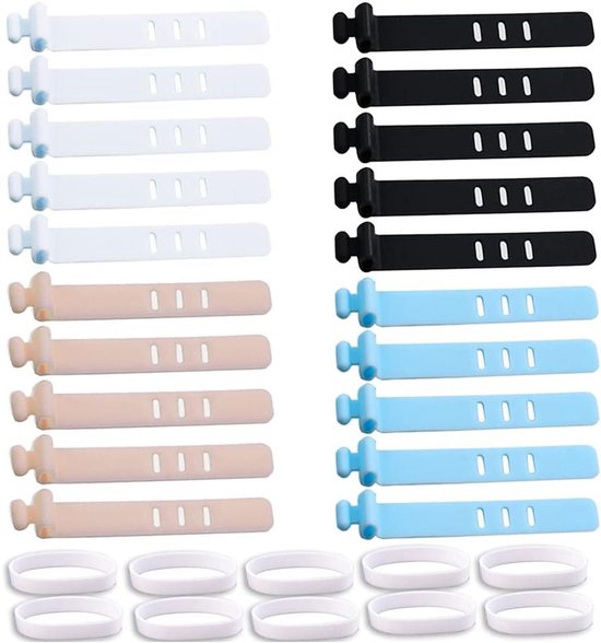 JGS Premium - Siliconen Kabelbinders 20 stuks - 10 stuks Silicone Kabel ...