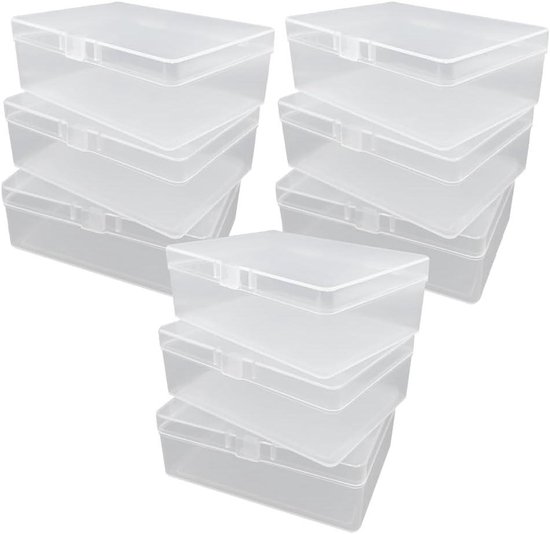 Pack van 9 opbergdozen met deksels - Transparante plastic opbergdozen ...
