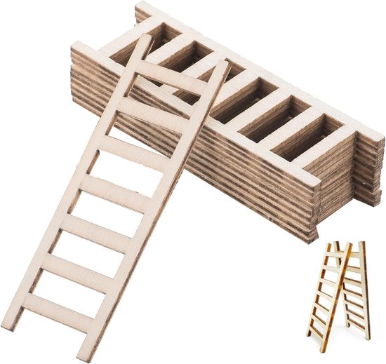 JGS Premium - Mini Houten Ladders 10 stuks voor Micro-Landschap ...