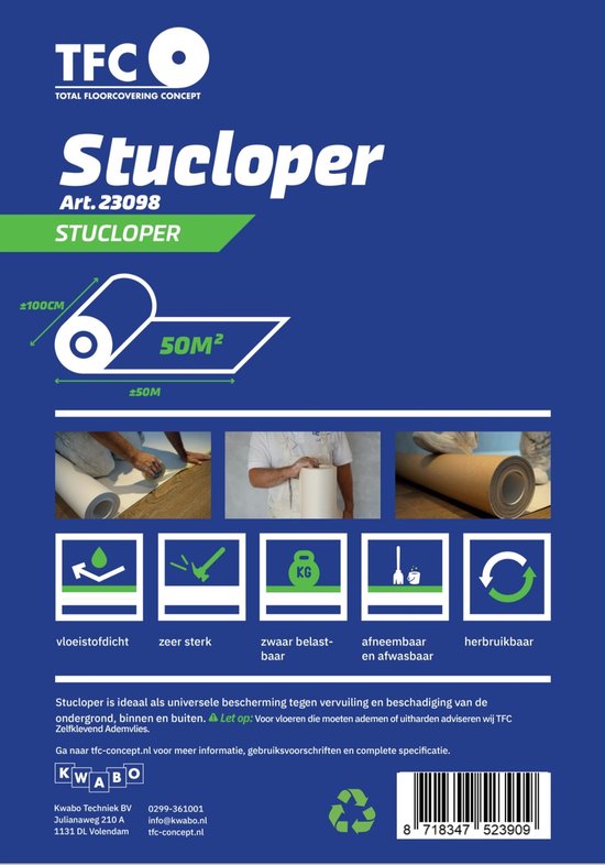 TFC - Stucloper - Premium - 2 zijdig gecoat - 1M x 50M | bol