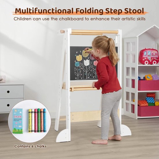 Foldable Height Adjustable Learning Tower with Safety Rails and ...