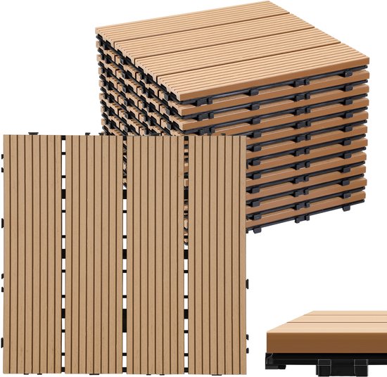 Terrastegels WPC Vlondertegels - 22 Stuks - 30 x 30 cm 2 m² - WPC Composiet Kunststof... | bol