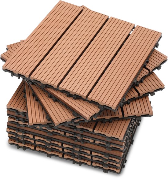 Terrastegels WPC Vlondertegels - 55 Stuks - 30 x 30 cm 5 m² - WPC Composiet Kunststof... | bol