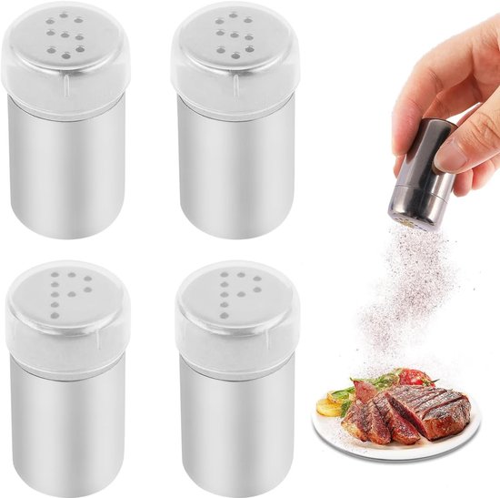 Mini Salt Shakers - 4 Pcs - 5 ml - Spice Shakers - Stainless Steel ...