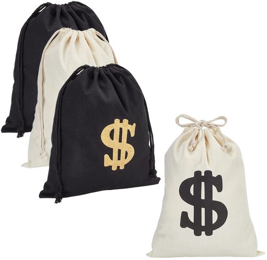 TRANKIELO® – Canvas Geldzak Set met Dollar Teken – 4 Stuks in 2 Maten ...