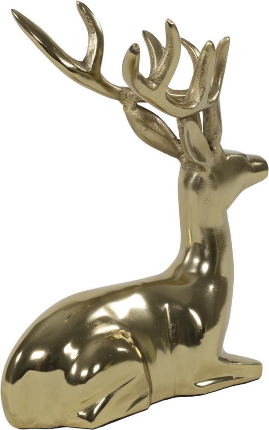 Authentiek liggend hert van goud 18x13x23 cm | bol