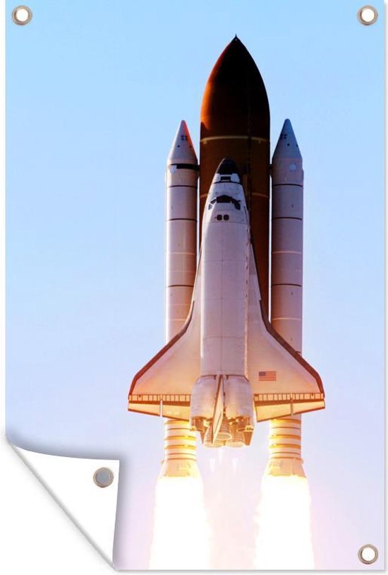Tuinposter - Tuindoek - Tuinposters buiten - Raket - Ruimte - Vuur ...
