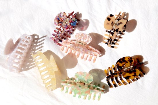MARBLE Haarklem - Pastel Groen Roze - Haarclip Groot - Tortoise ...