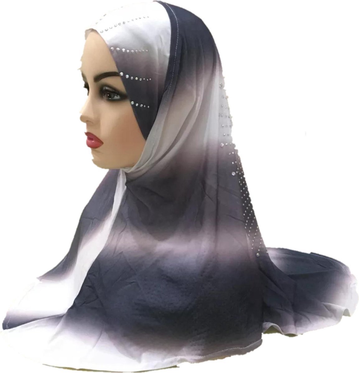 Witte hoofddoek met stenen, mooie hijab. | bol